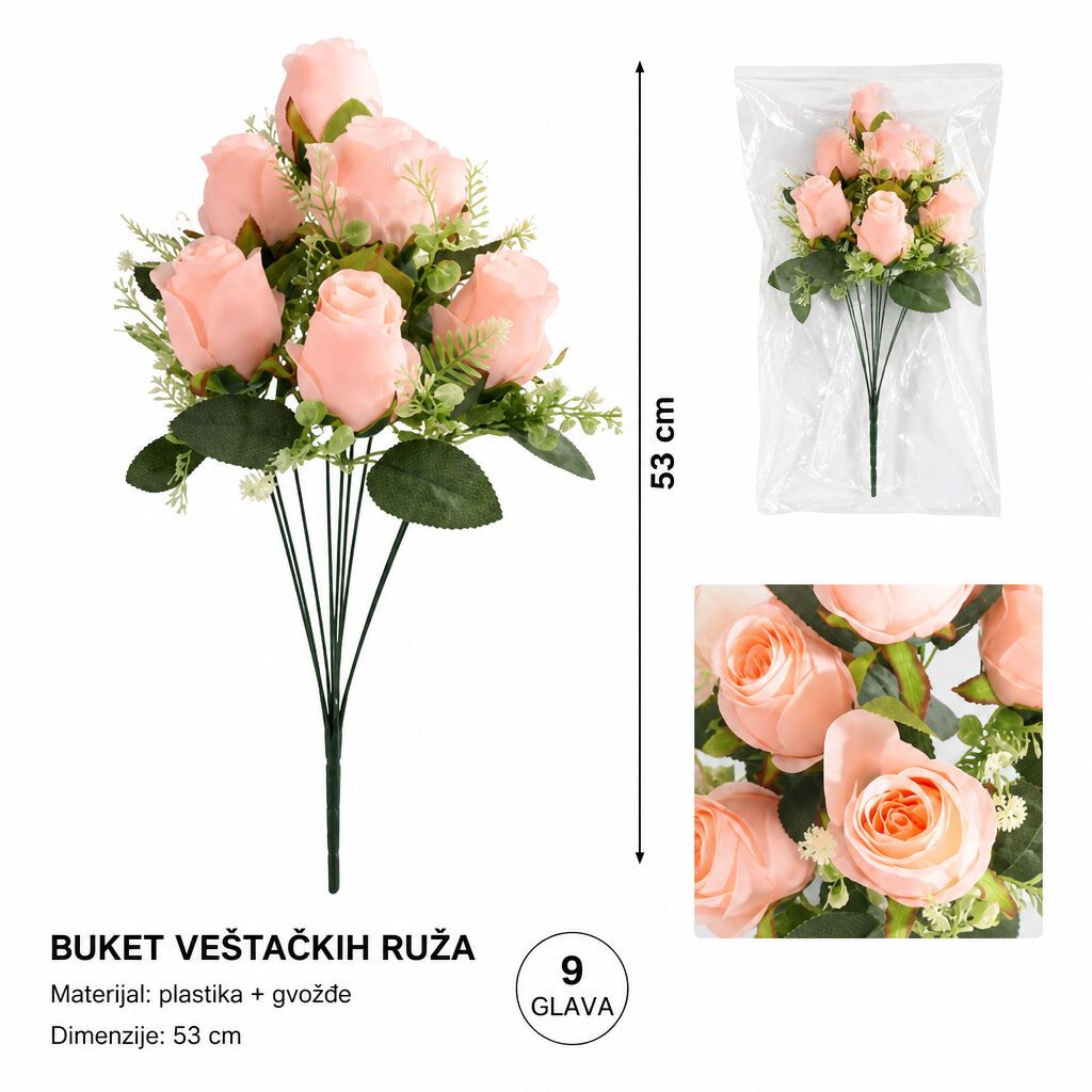 KMT 9 božićni cvet sa štipaljkom roze 710394 Dekorativni buket