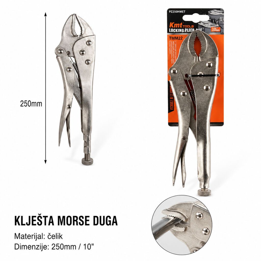 KMT Klešta 9363667 – klešta morse duga, samostezajuća (locking plier)