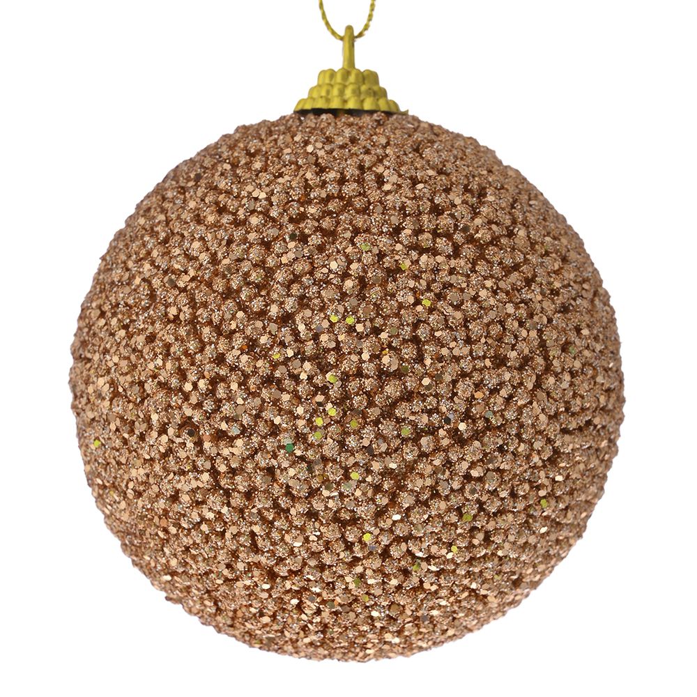 NG ukras ROSE GOLD GLITTER POLYFOAM BALL ORNAMENT SET/6 8CM 79409 - ILD
