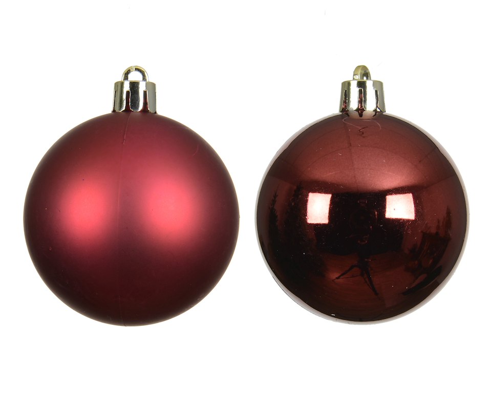 NG dekoracija - HANGING BAUBLE SET MIX 12pcs 6cm 021833 - Oxblood - KMG