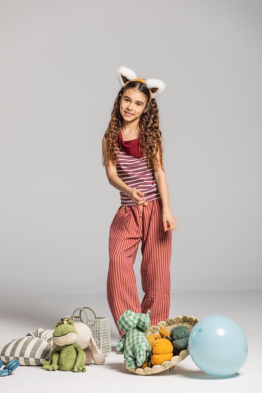 Pamučne prugaste pantalone za devojčice SUNSET STRIPE