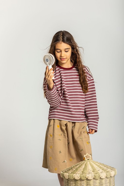 Prugasta majica dugih rukava za devojčice BERRY STRIPE