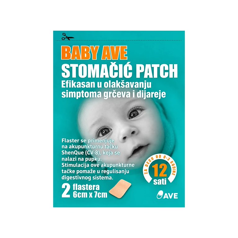Baby AVE Flaster Stomačić za Grčeve i Dijareju 2 Flastera