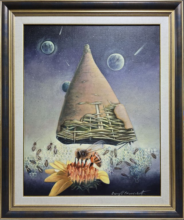 Kosmičko carstvo pčela, prof. Nenad Stanković, ulje na platnu, sa 93×78 cm, bez 77×60 cm, 2026., sertifikat, 151040 dinara
