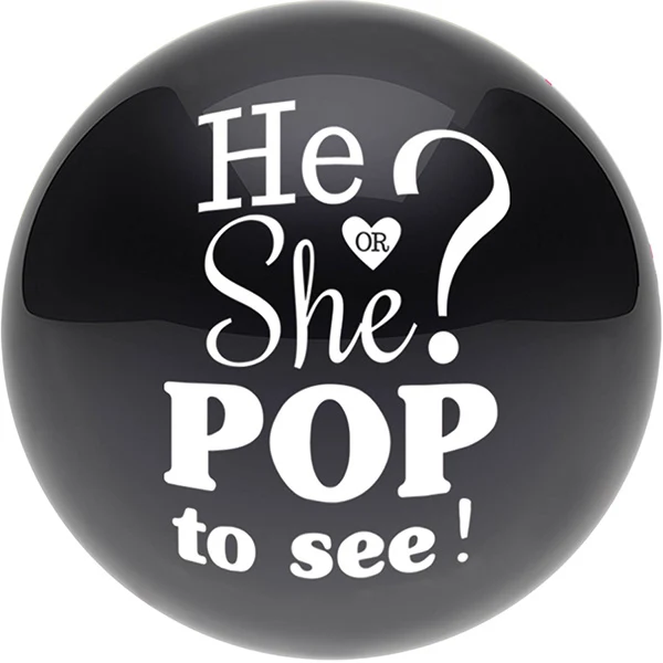 Lateks balon „He or She? Pop to see!“ – crni, 61 cm