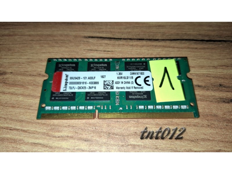 == 1 x 8Gb DDR3L RAM memorija za laptop ==