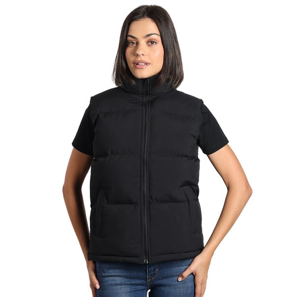 Unisex štepani prsluk HUSKY – lagana termo izolacija, visoka kragna, crni – veličina XS