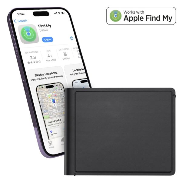 Find My novčanik WALLET FINDER – Apple licenca, bežično punjenje, reciklirana eko koža, crni