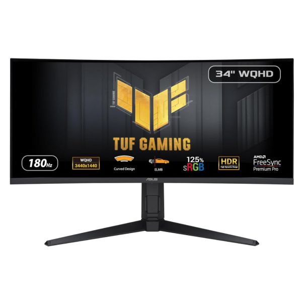ASUS Monitor TUF VG34VQL3A 34"/VA,zakrivljen,21:9/3440x1440/180Hz/1ms GtG/HDMIx2,DPx2,USB/Gsync/crna