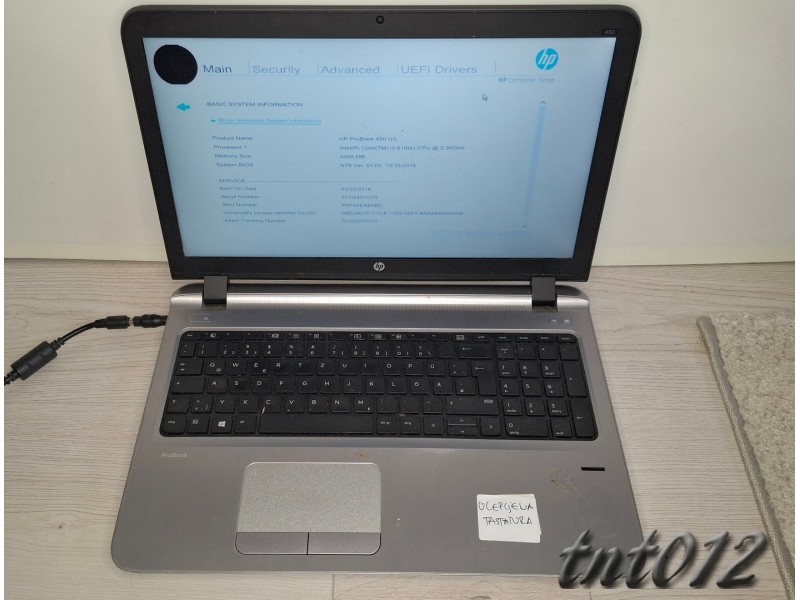 == HP ProBook 450 G3= Intel i3-6100U= 4Gb= 15,6 LED ==