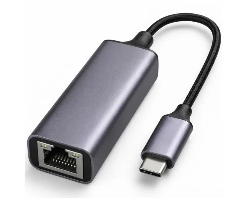 E-GREEN Mrežni Adapter USB 3.1 tip C (M) - Gigabit ethernet RJ-45 (F) crni