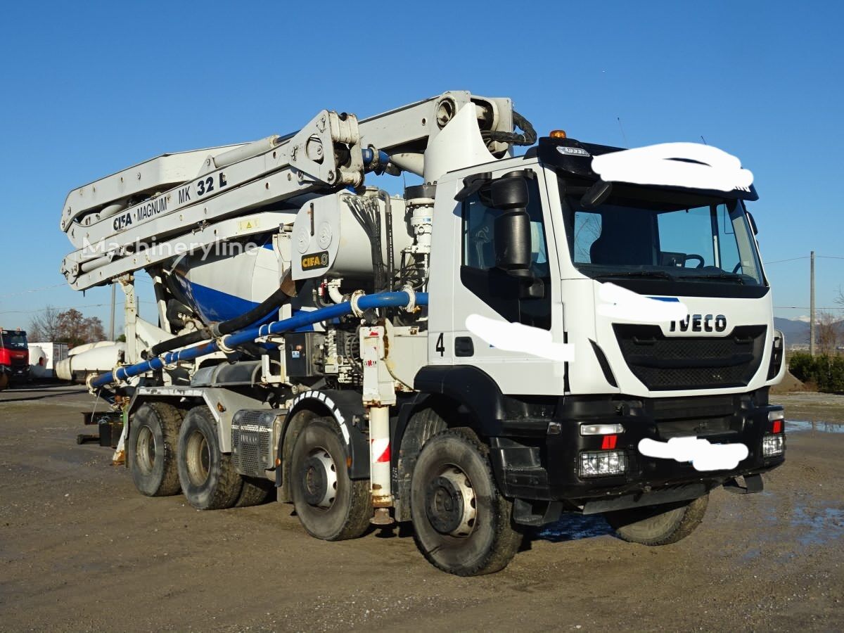 Cifa MK 32L + 9m3 na šasiji IVECO Trakker 500 8x4 CIFA 32m+9m3 mixer-pump, 48 000km, pb808 89m3/h pumpa za beton