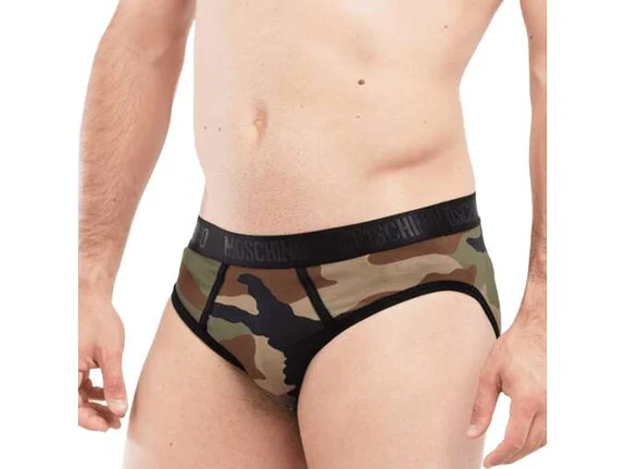 Moschino Underwear Muške crne brif gaće sa printom