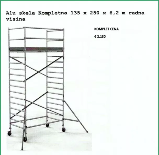 ALUMINIJUMSKA POKRETNA SKELA 135X250X6