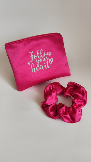 Saten roze neseser hand made