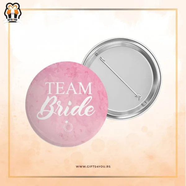 Bedž – Team bride svetlo roze