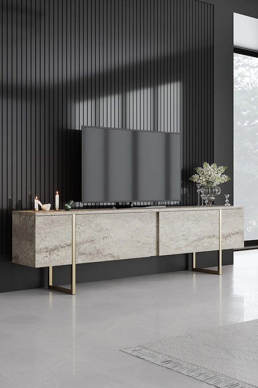 Hanah home TV Komoda Luxe Bež-Zlatna