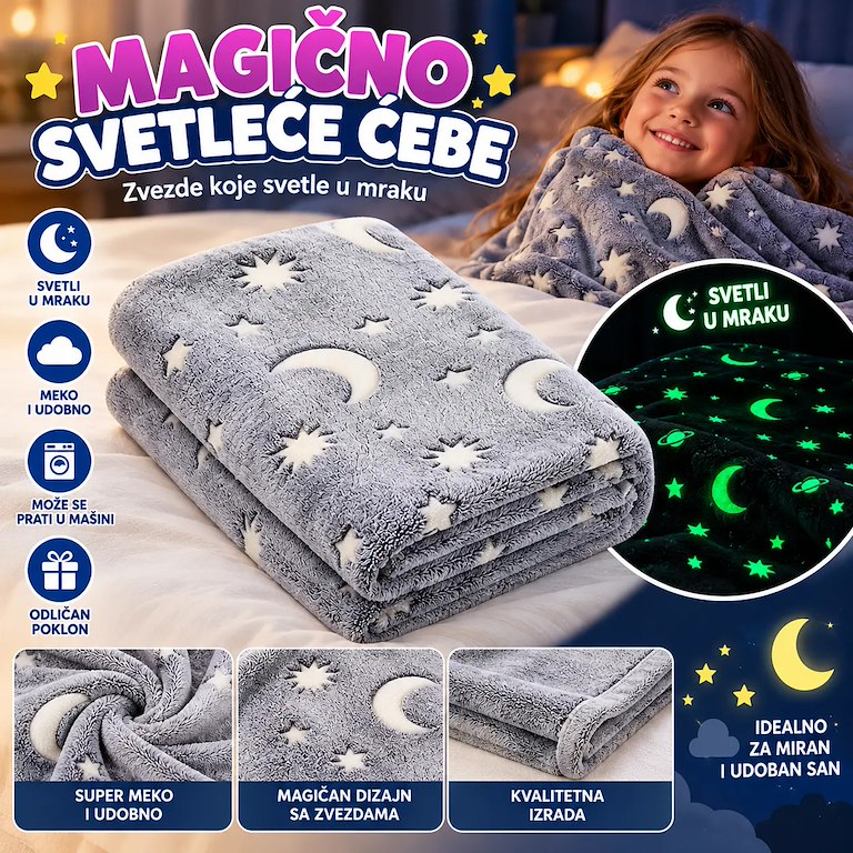 Magično ćebe koje svetli u mraku - Zvezde i Mesec