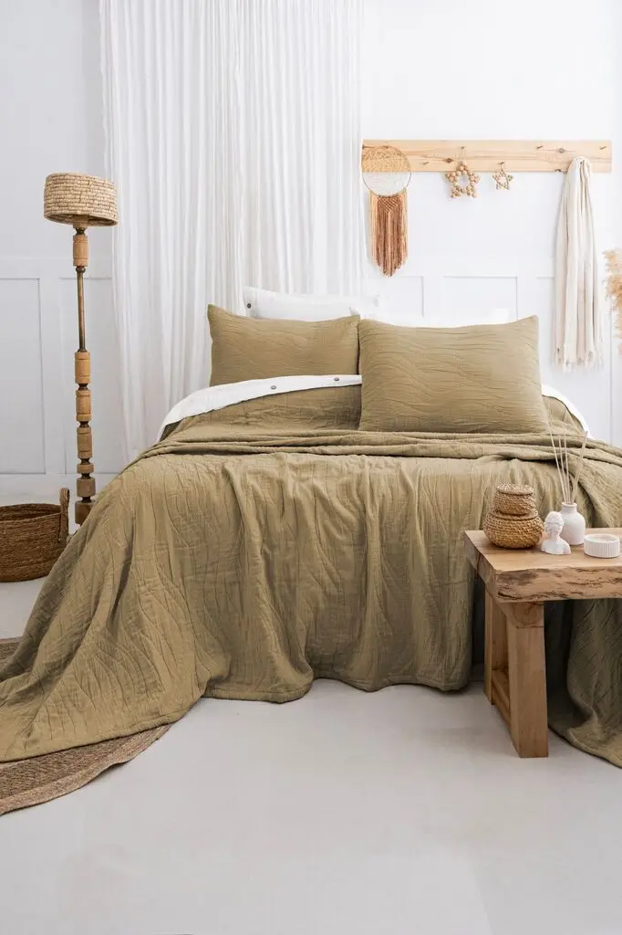 L'essentiel Maison Set Prekrivač i jastučnice Janna, 240x260 cm, Kaki
