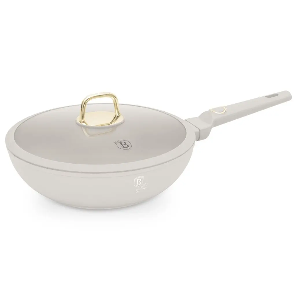 Berlinger Haus Wok tiganj sa poklopcem Sahara Collection BH-8064N, 28 cm, Krem