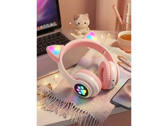 STN-28 Cat Ear bežične RGB slusalice (Pink)
