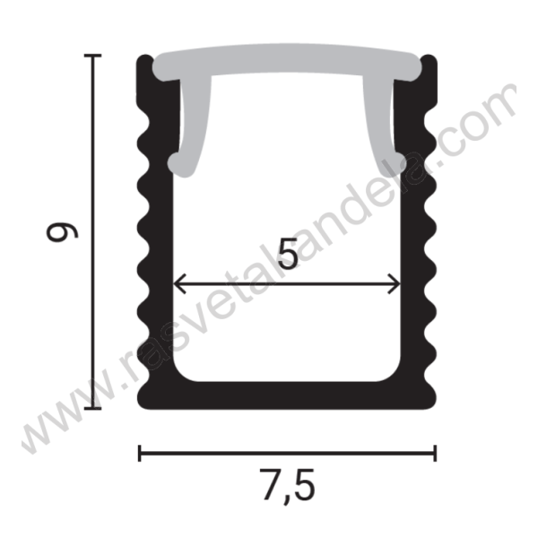 Aluminijumski nadgradni profil 2000x7,4x9mm Optonica