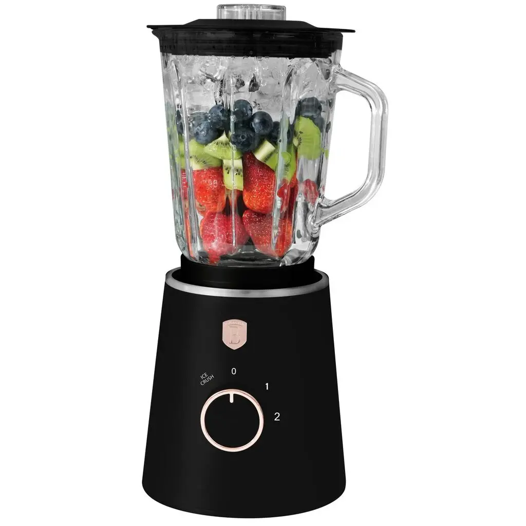 Berlinger Haus Blender sa staklenim bokalom Black Rose Collection BH-9821, 1,5L, 1000W, Crni