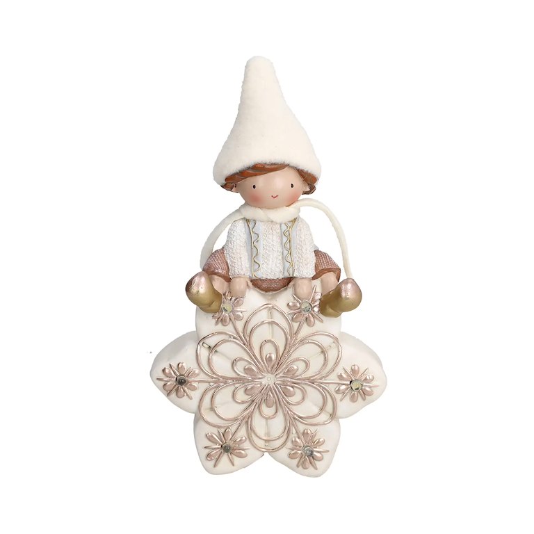Tognana Figura zimskog dečaka na zvezdi Christmas Pretty, Sa LED svetlom, Bež