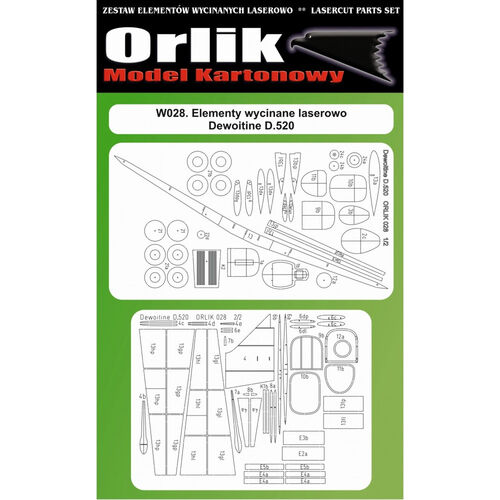 Orlik 028w Wręgi wycinane laserowo do modelu Dewoitine D 520