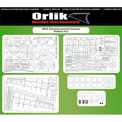 Orlik 018w Wręgi wycinane laserowo do modelu Petlakov Pe-2
