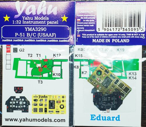 NEW! Yahu Models A3290 North American P-51 B/C Mustang (USAAF) - Instrument Panel (for Eduard Kits)