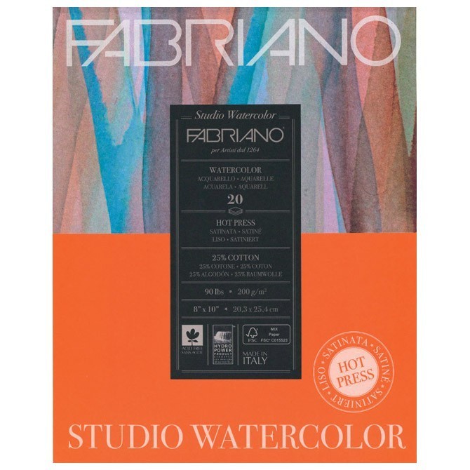 Blok Studio Watercolour 22,9x30,5cm 75L 200g (hot pressed/grana satinata) Fabriano 19752004