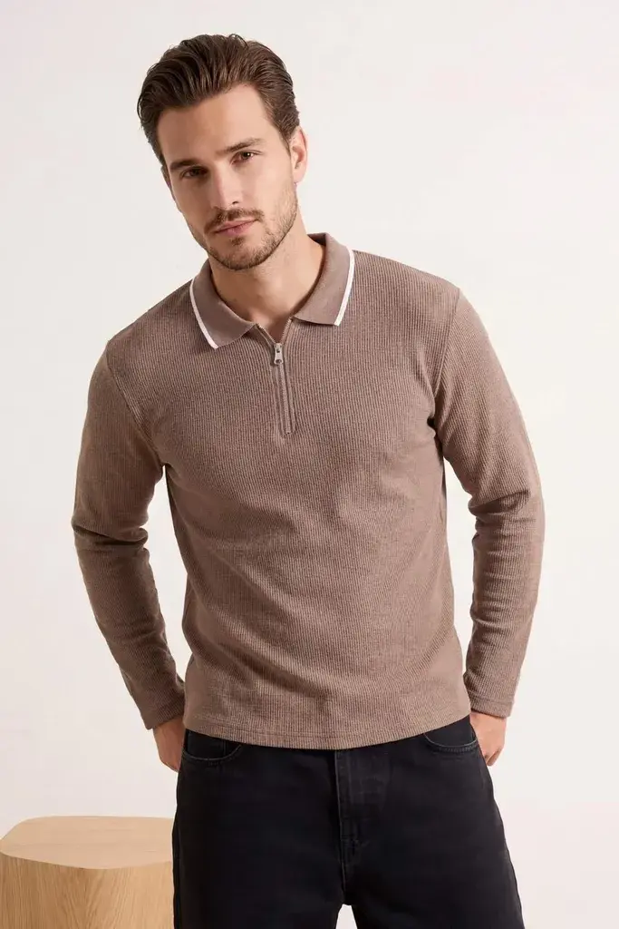 Trendyol Muška majica Tmnss26Po00003, Braon