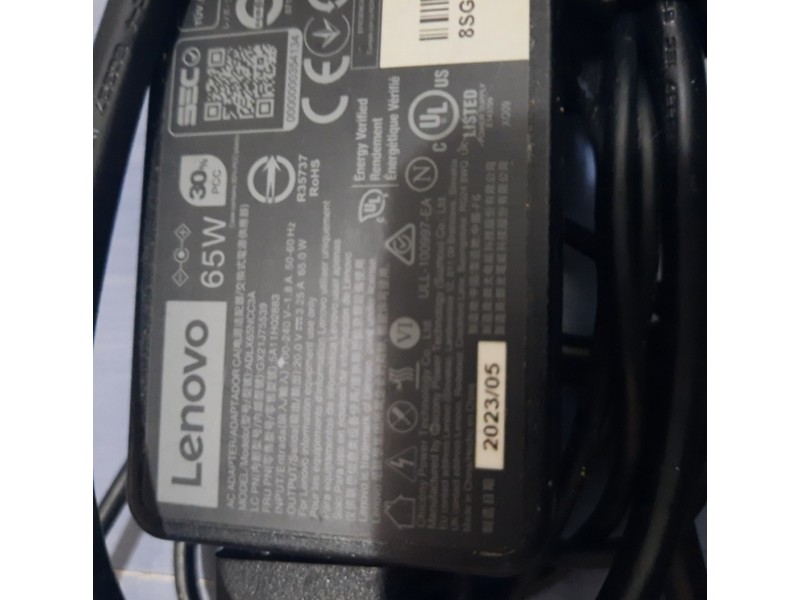 • Original Lenovo punjač za laptop 65W (20V 3.25A) žuti