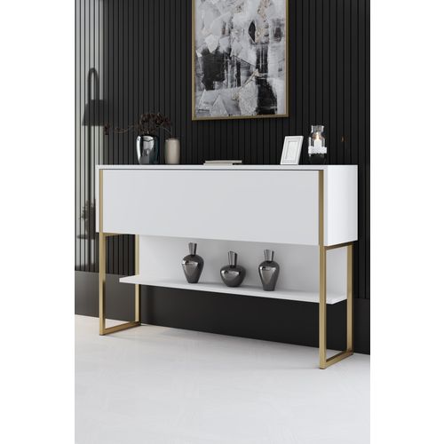Hanah Home komoda Luxe, 120 cm, zlatna / bela