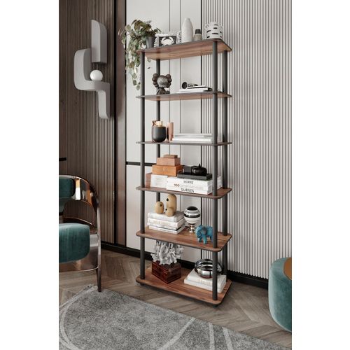 Hanah Home polica za knjige Bookcase 6 Rect, 60 cm, orah