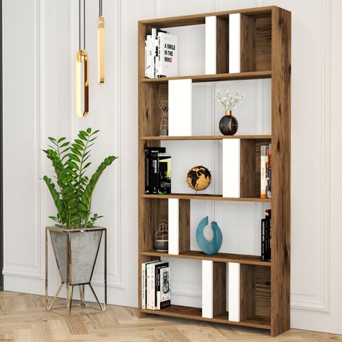 Hanah Home polica za knjige Lima, 90 cm, orah / bela