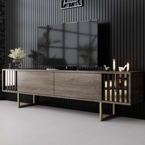 Hanah Home TV komoda Gold Line, 180 cm, orah / crna / zlatna