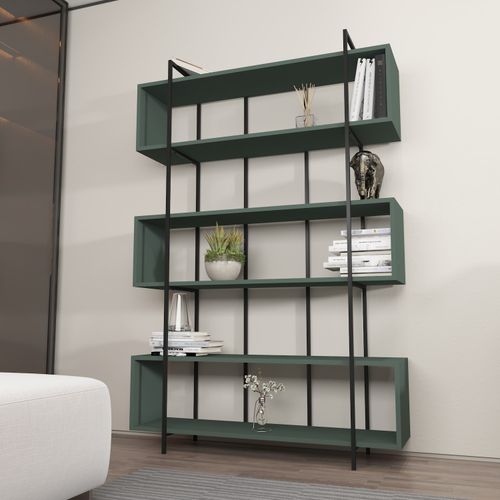 Hanah Home polica za knjige Bruti, 120 cm, zelena / crna