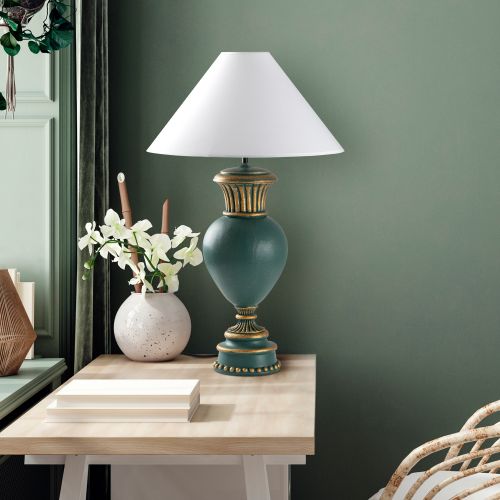 Opviq stona lampa ELEGANZE-5325, zelena / bela
