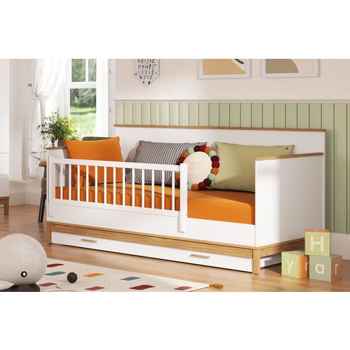 Hanah Home Etto Mm1.44.18.U1 dečiji krevet s krevetom na izvlačenje, za dušek 100 × 200 cm, drvo i beli hrast