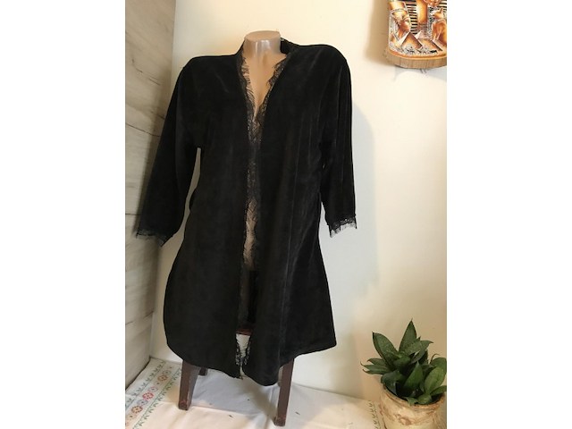 Pijamoni crni plisani kardigan XL