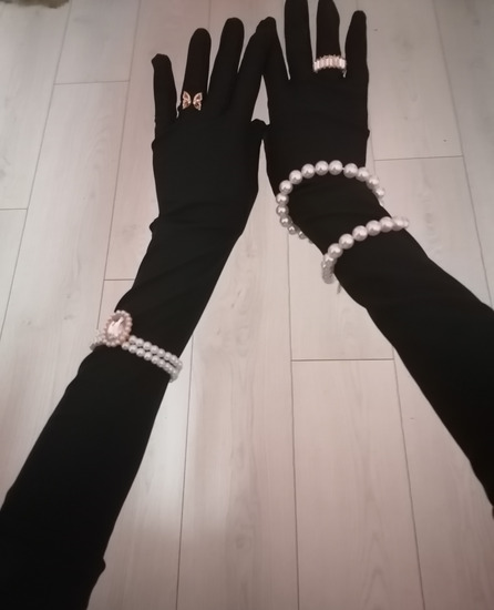 Duge elegantne crne rukavice    NOVO