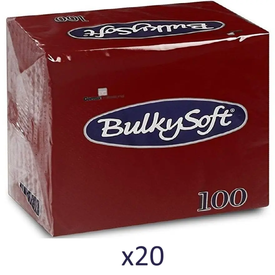 BULKYSOFT Salvete, 100/1, Dvoslojna, 20 pakovanja, 33x33 cm, Bordo