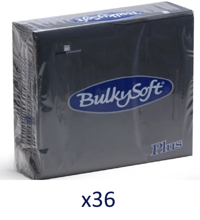BULKYSOFT Salvete Plus, 40/1, Dvoslojna, 36 pakovanja, 38x38 cm, Crna