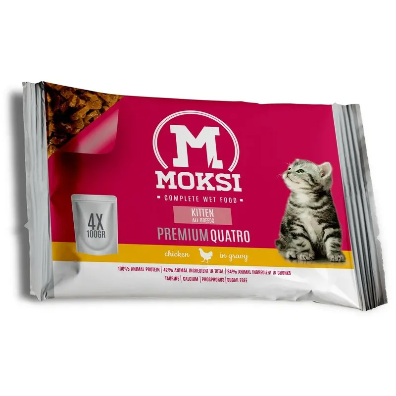 MOKSI Preliv za mačiće Piletina u sosu 4x100g