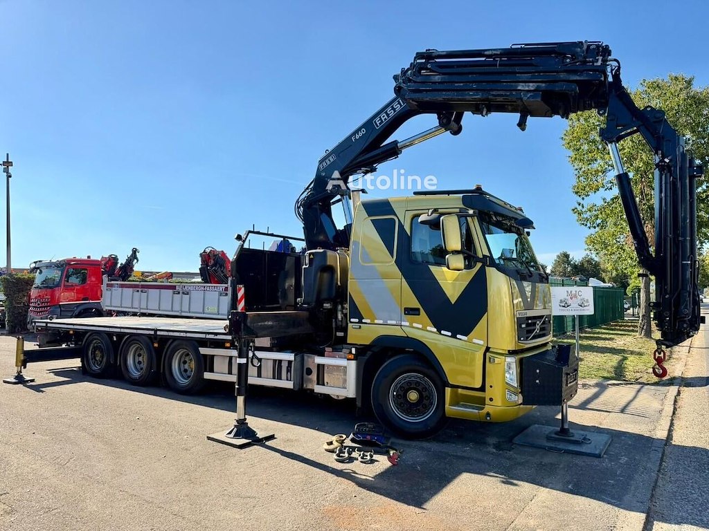 Volvo FH 420 8x4 BOOT / BOAT / BATEAU - TRANSPORT + FASSI F660 (6x) + kamion platforma