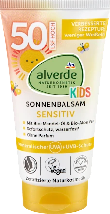 alverde NATURKOSMETIK
Dečiji balzam za sunčanje sa visokim zaštitnim faktorom ZF50, 75 ml