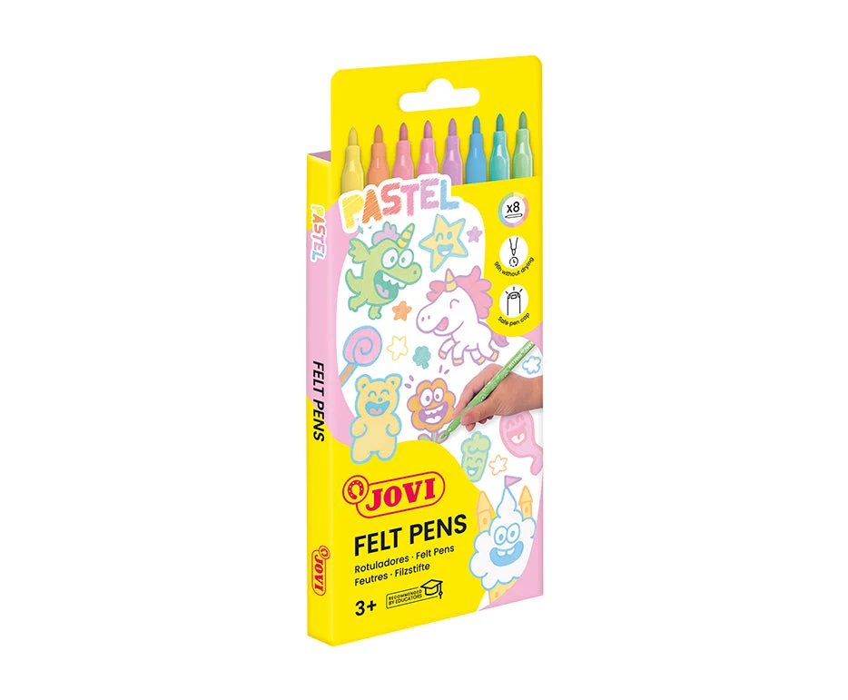 Dečiji flomasteri JOVI perivi pastelni 3 mm / set 8 kom