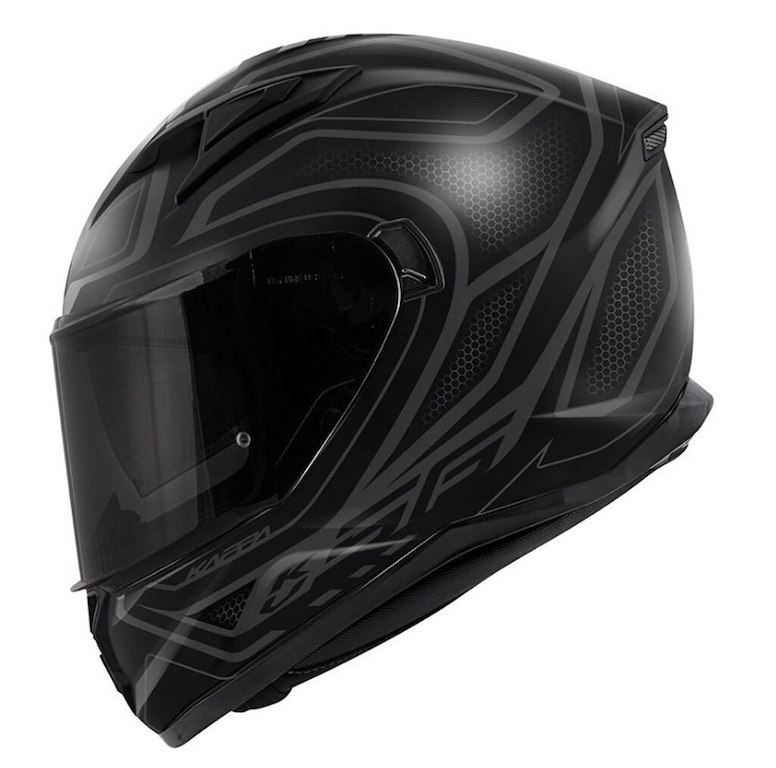 Integralna moto kaciga – crno/siva, mat završna obrada sa grafičkim